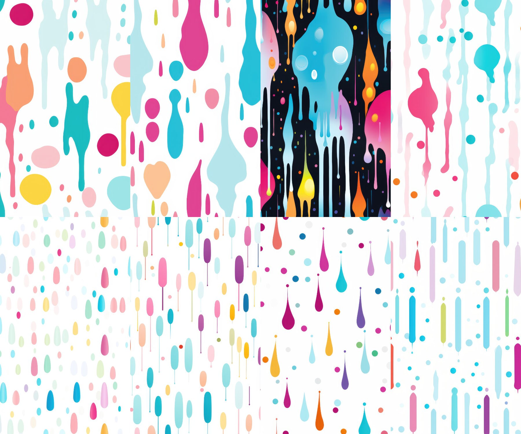 Colorful Liquid Drips Paint Effect Illustration Seamless Background - Etsy