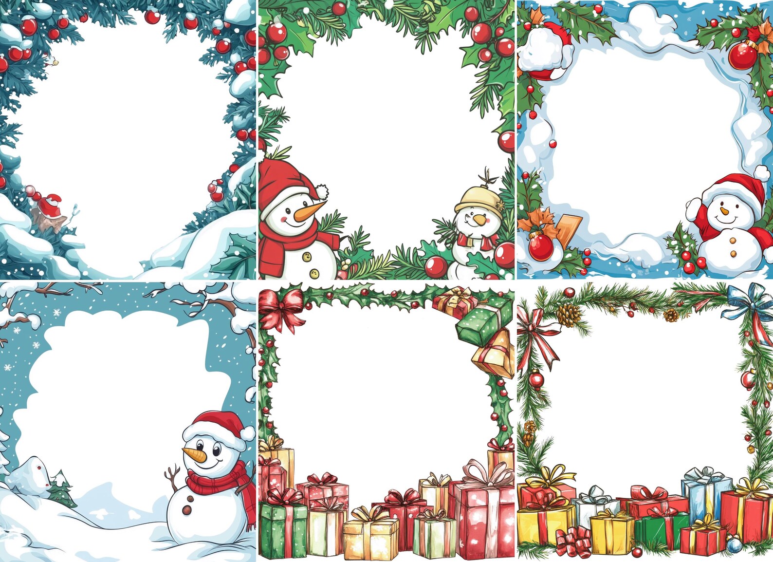 Festive Christmas Border Bundle - 28 Transparent PNG Files - Instant ...