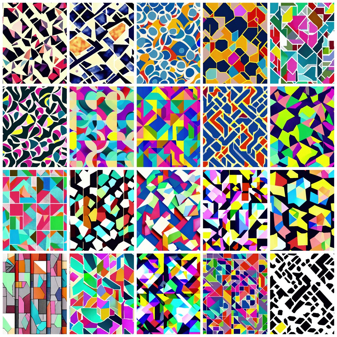 Abstract Shape Mashup Digital Paper 20 Designs seamless Pack 4 - Etsy