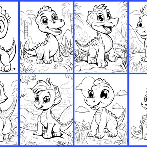 Cute Dinosaur Coloring Pages - 50 Designs - Etsy
