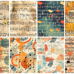 Musical Sheet Music Theme Digital Art Design Background Paper Pack - 26 ...