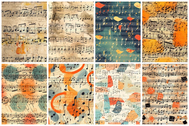 Musical Sheet Music Theme Digital Art Design Background Paper Pack - 26 ...