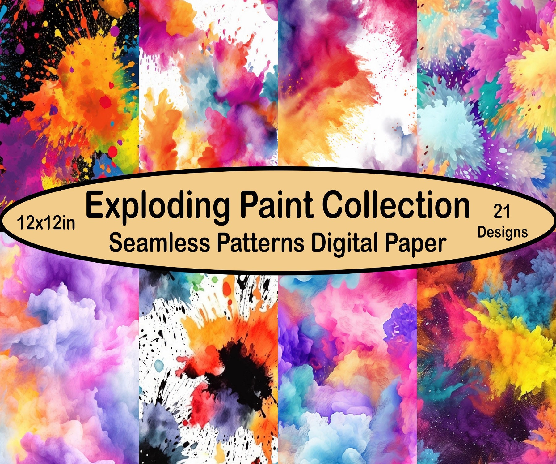 Exploding Paint Illustrations, 21 Patterns, Seamless - Etsy