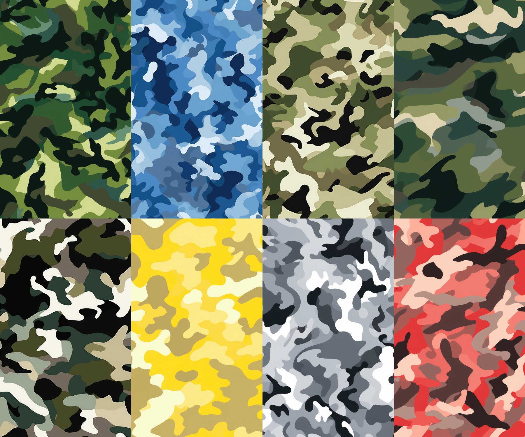 Camouflage Patterns in Various Colours. 32 Seamless Designs - Etsy