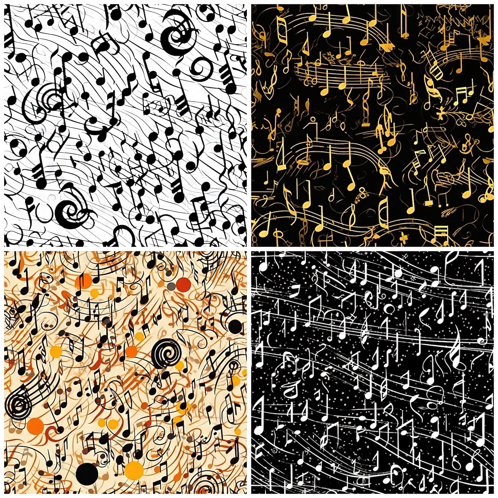 Music Notes Theme Digital Art Design Background Paper Pack - 30 Designs ...