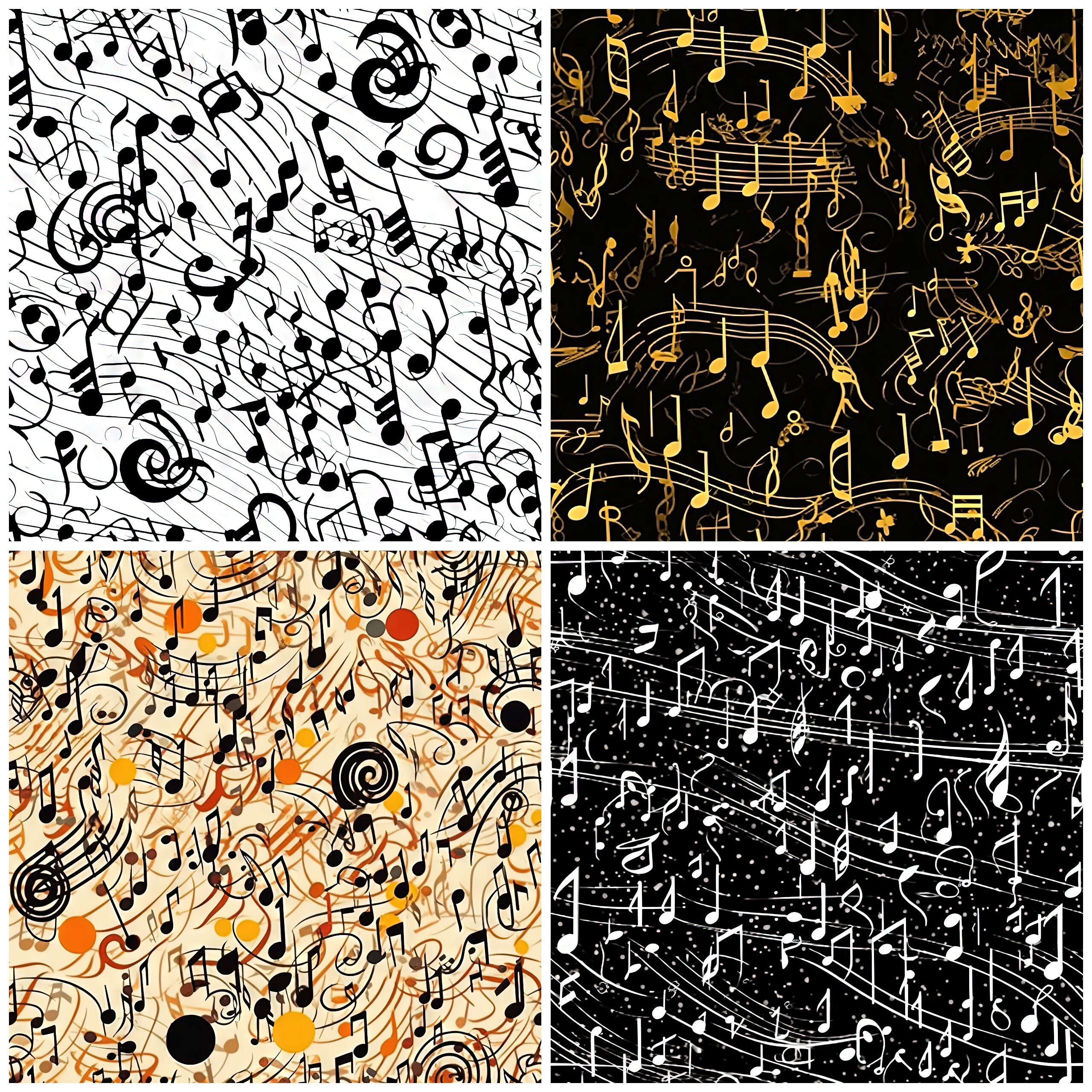Musical Notes Theme Digital Art Design Background Paper Pack 30 Designs ...