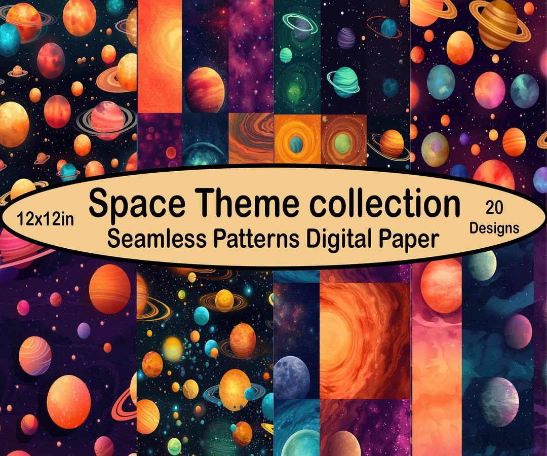 Space Theme Backgrounds, Illustration - 20 Patterns, Seamless - Etsy