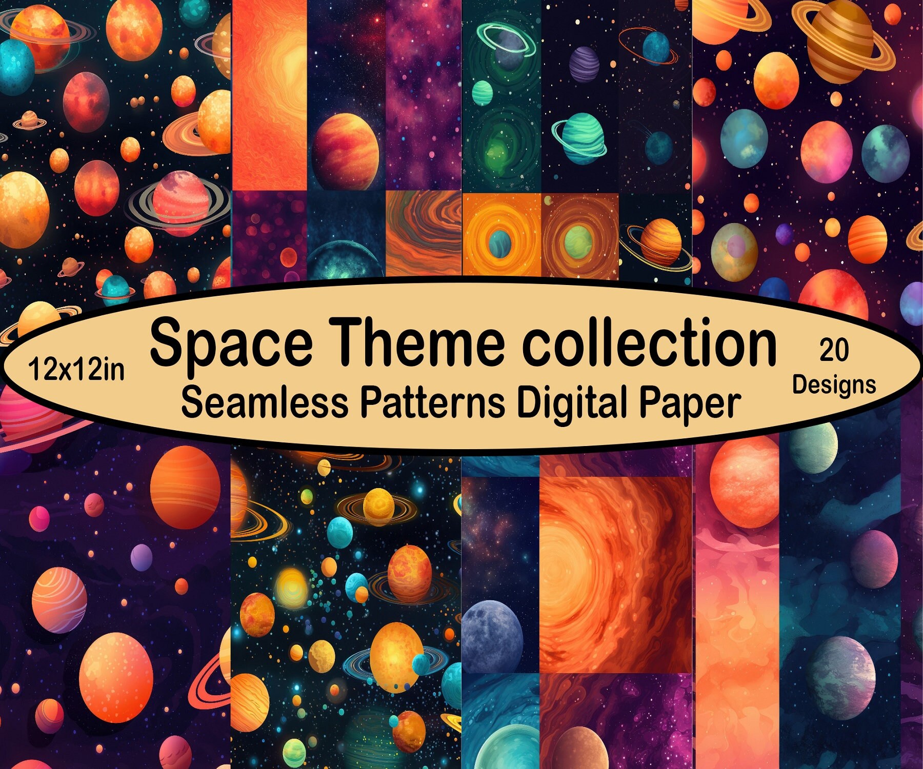 Space Theme Backgrounds, Illustration 20 Patterns, Seamless - Etsy