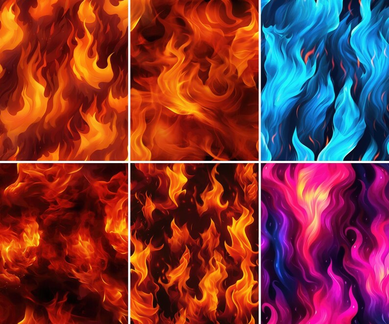 Abstract Fire Flames Patterns Seamless - Etsy