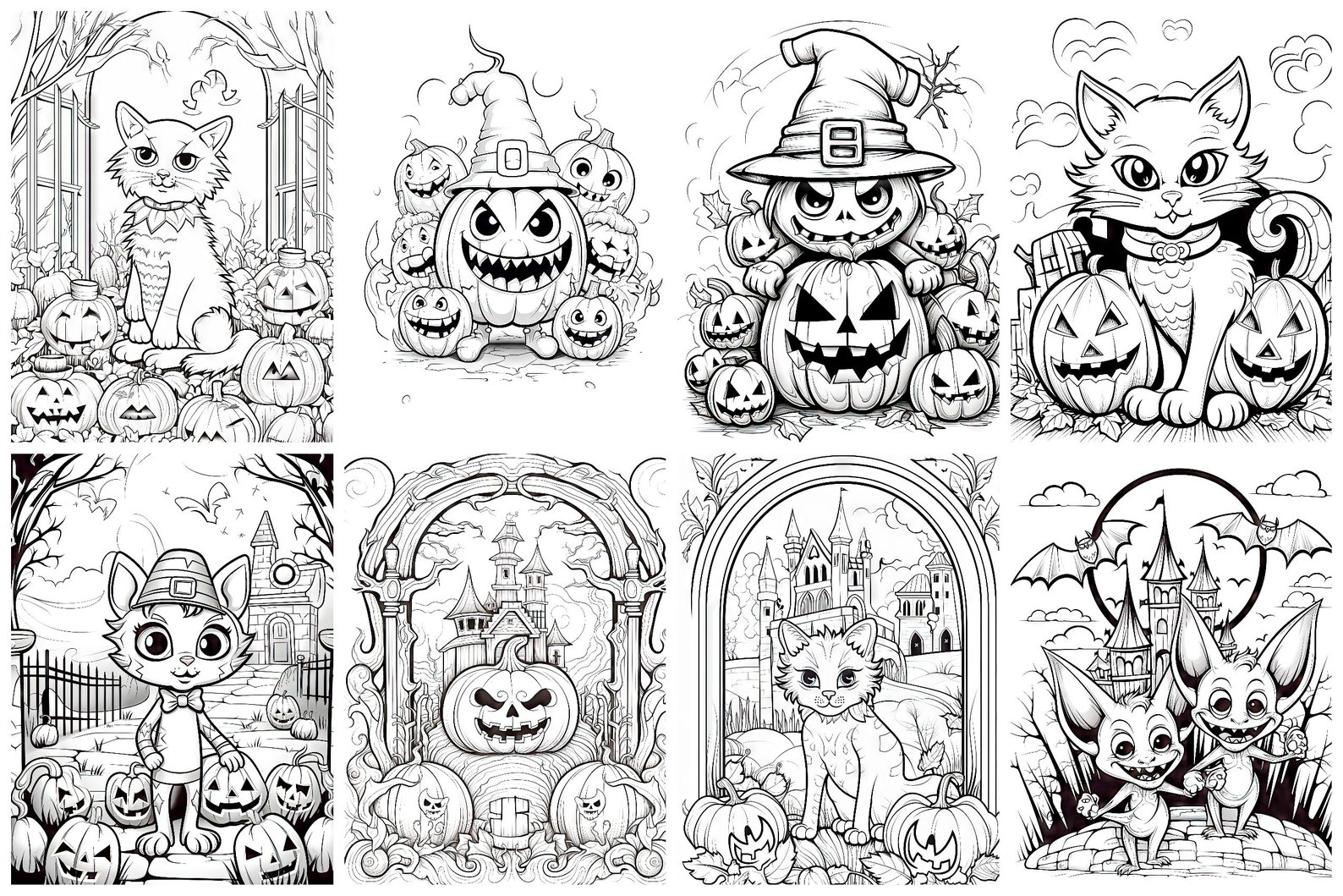 Halloween Kids Coloring Pages - 40 Designs - Etsy