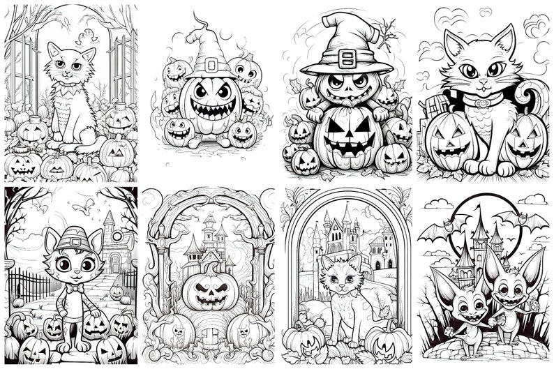 Halloween Kids Coloring Pages - 40 Designs - Etsy
