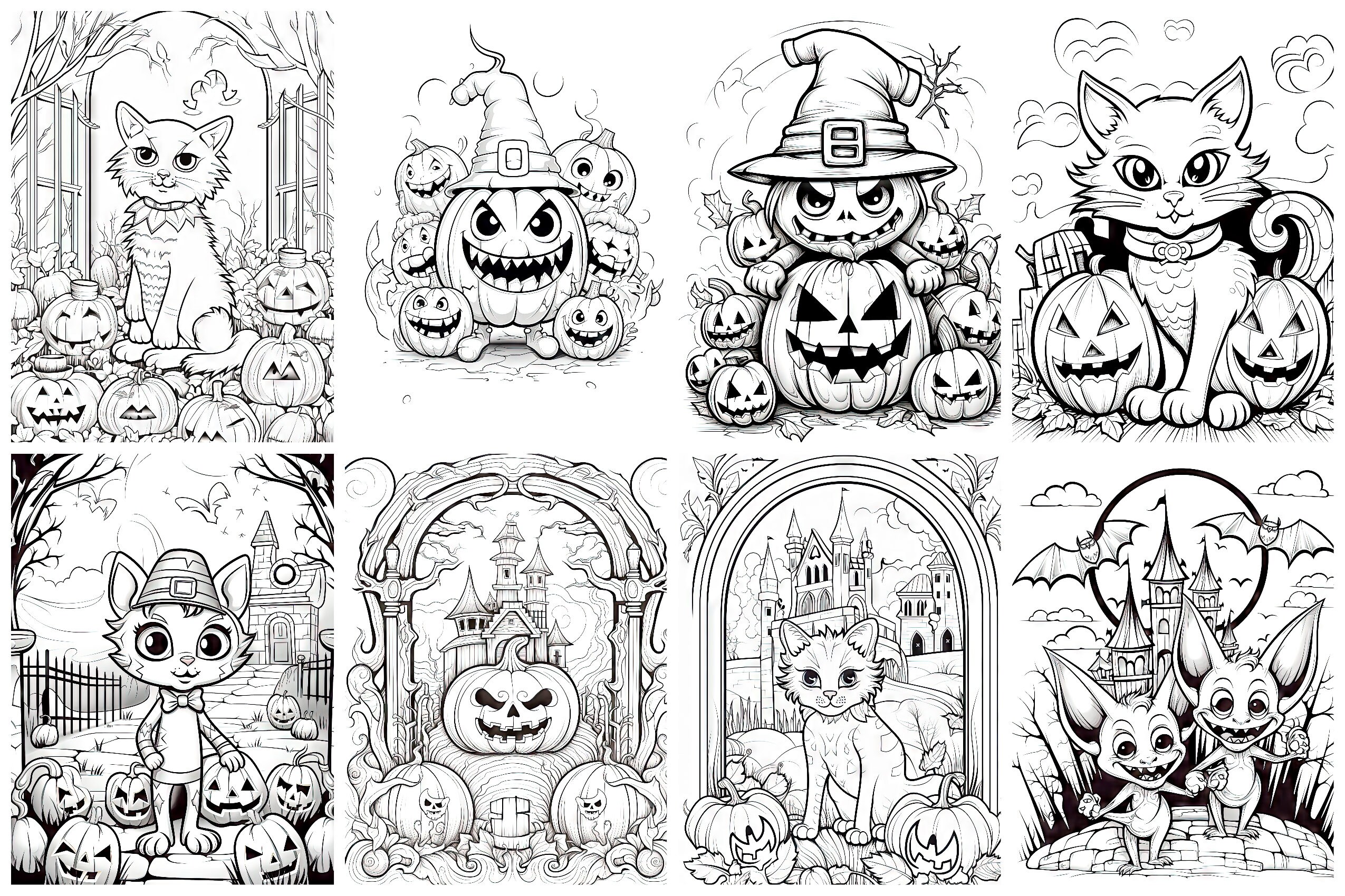 Halloween Kids Coloring Pages - 40 Designs - Etsy