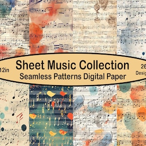 Musical Sheet Music Theme Digital Art Design Background Paper Pack - 26 ...