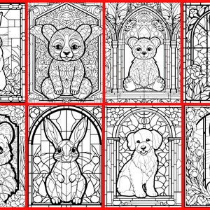 Stained Glass Coloring Pages Animal Theme - 30 Designs Pack2 - Etsy