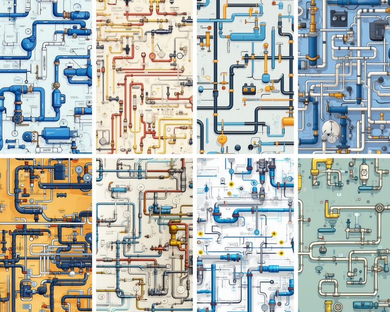 Plumbing Pipes and Valves Patterns Pipe Maze Steampunk Seamless ...