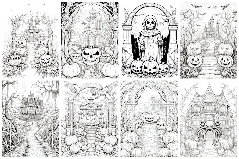 Adult and Teen Halloween Coloring Pages - 40 Designs - Etsy