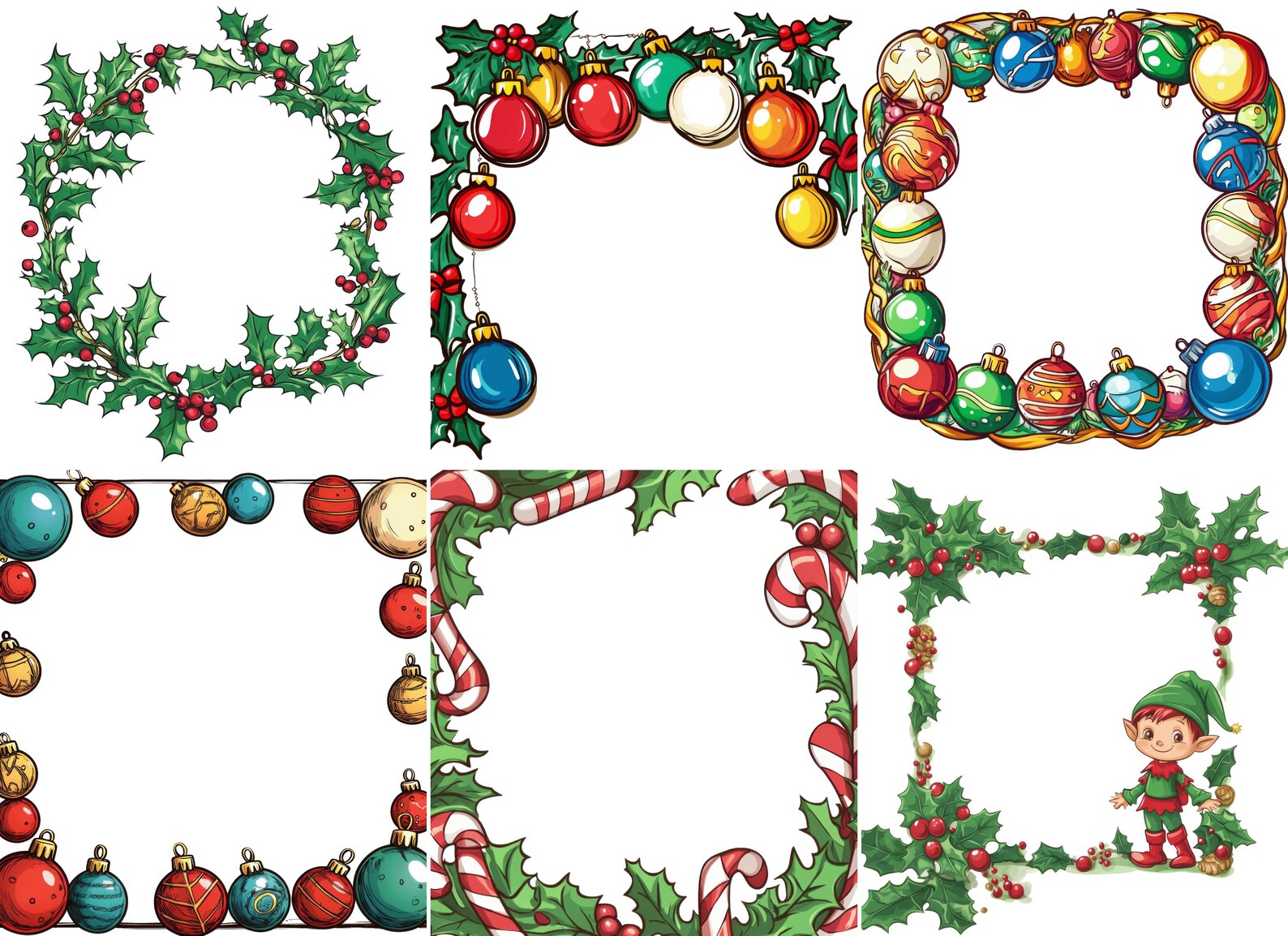 Festive Christmas Border Bundle - 29 Transparent PNG Files - Instant ...