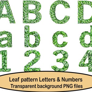 Leaf Pattern Alphabet Letters and Numbers - Etsy