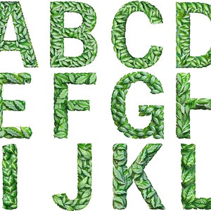 Leaf Pattern Alphabet Letters and Numbers - Etsy