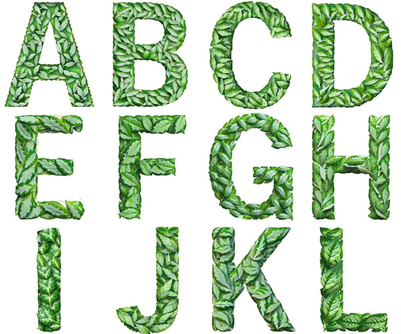 Leaf Pattern Alphabet Letters and Numbers - Etsy