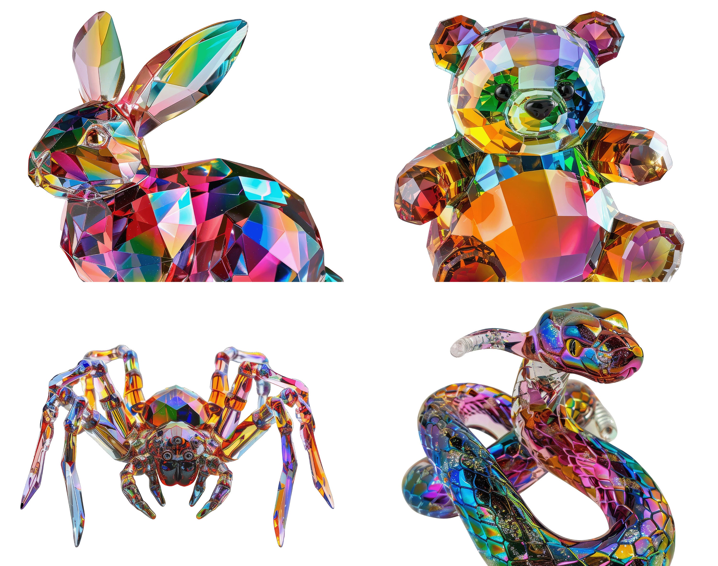 Crystal Glass Animals, Digital Download, PNG Files, Transparent ...