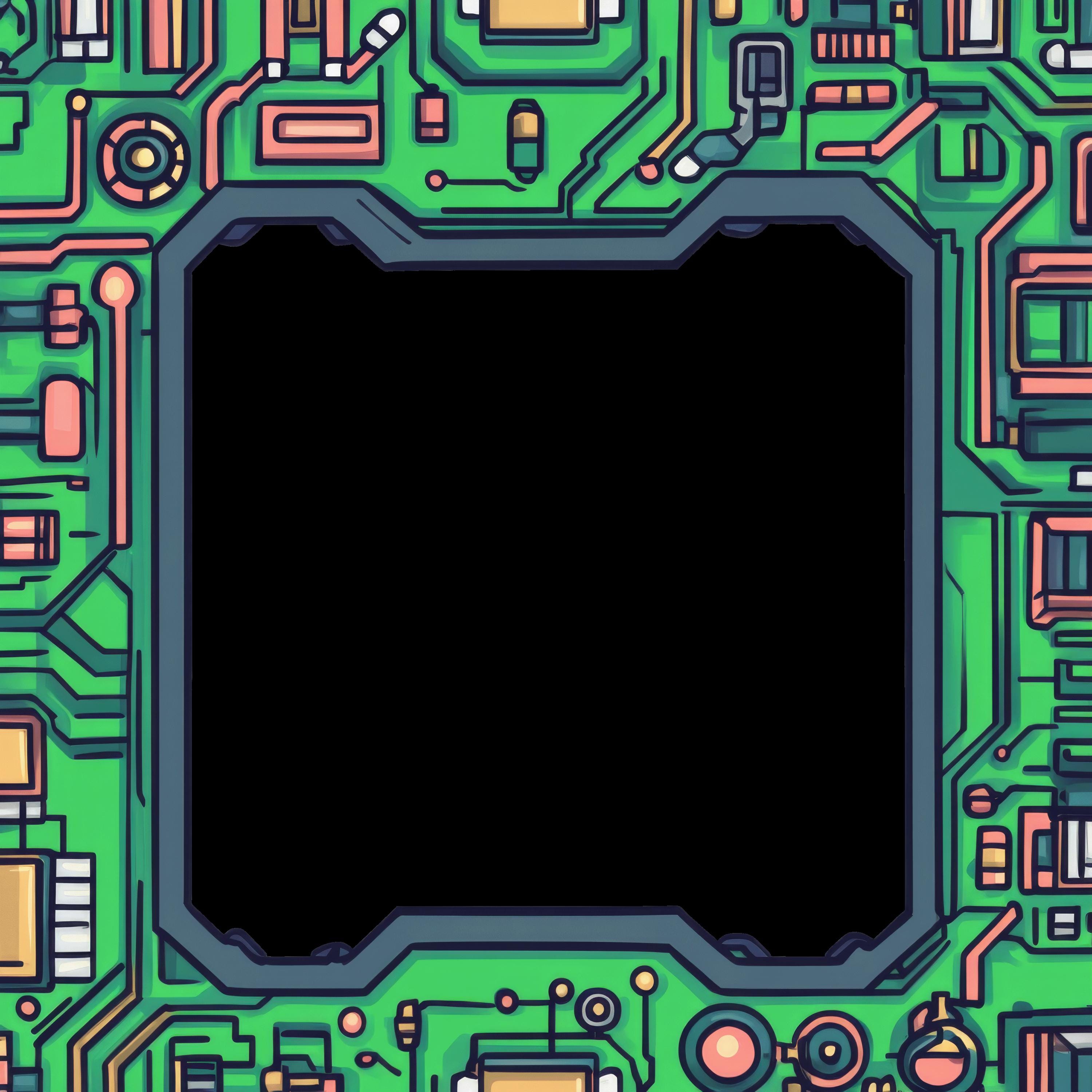 Circuit Board Inspired Theme Border Frames, 15 Designs, Transparent - Etsy