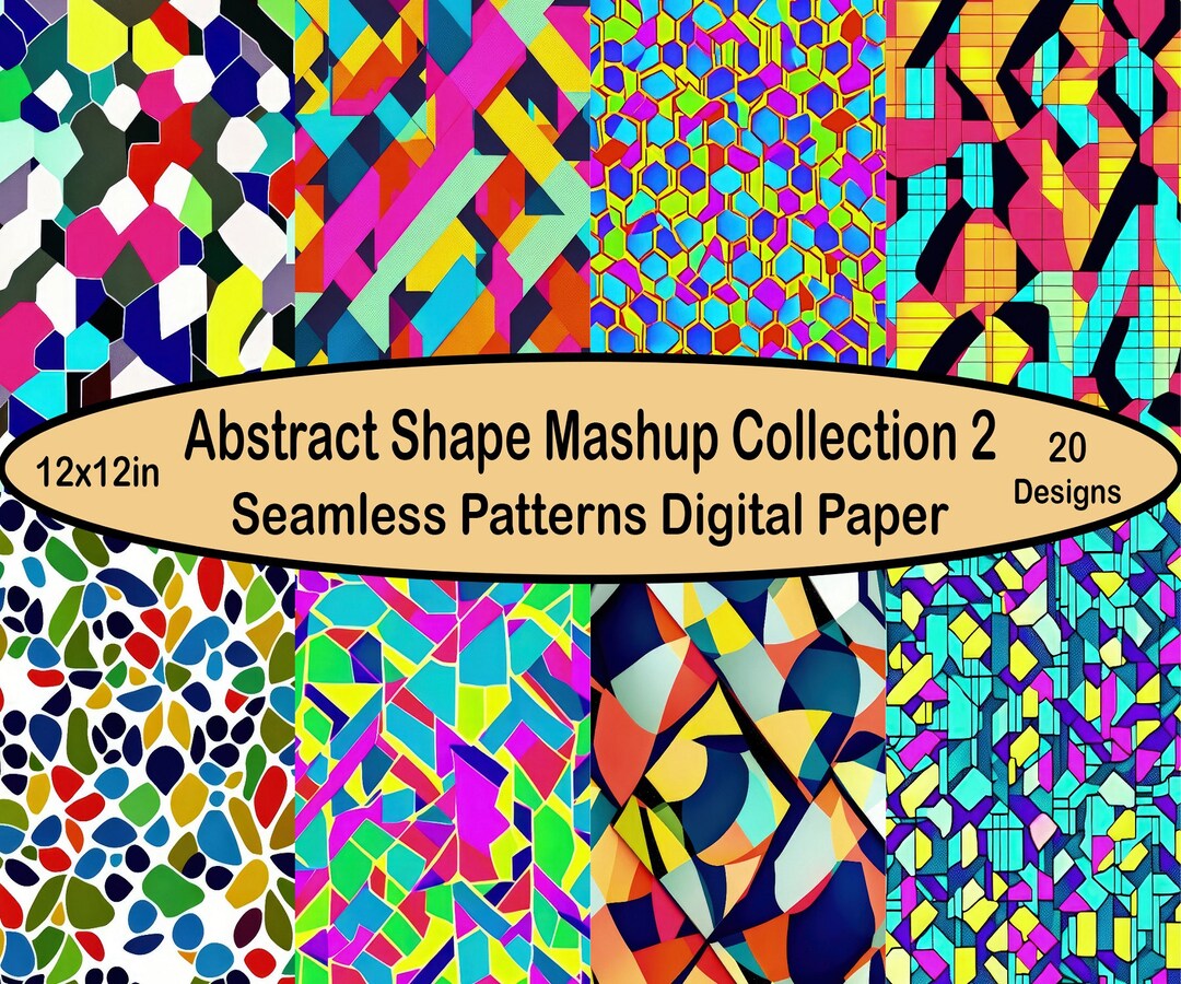 Abstract Shape Mashup - Digital Paper 20 Designs (seamless) Pack 2 - Etsy