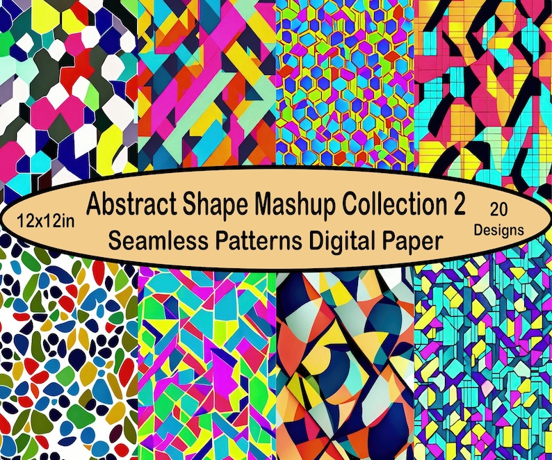 Abstract Shape Mashup - Digital Paper 20 Designs (seamless) Pack 2 - Etsy
