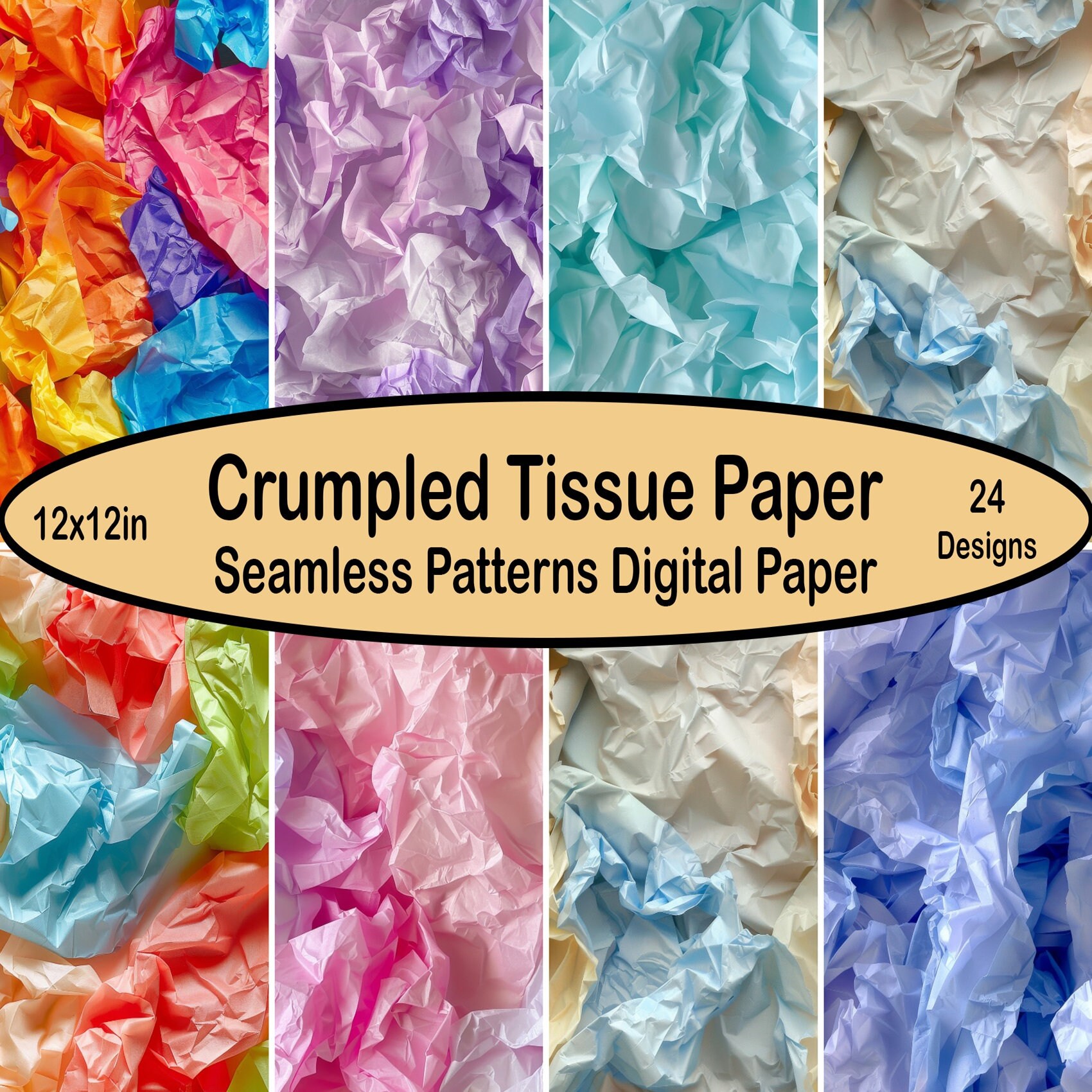 Crumpled Paper Seamless Pattern, Scrunched Paper Digital Paper, Tissue ...