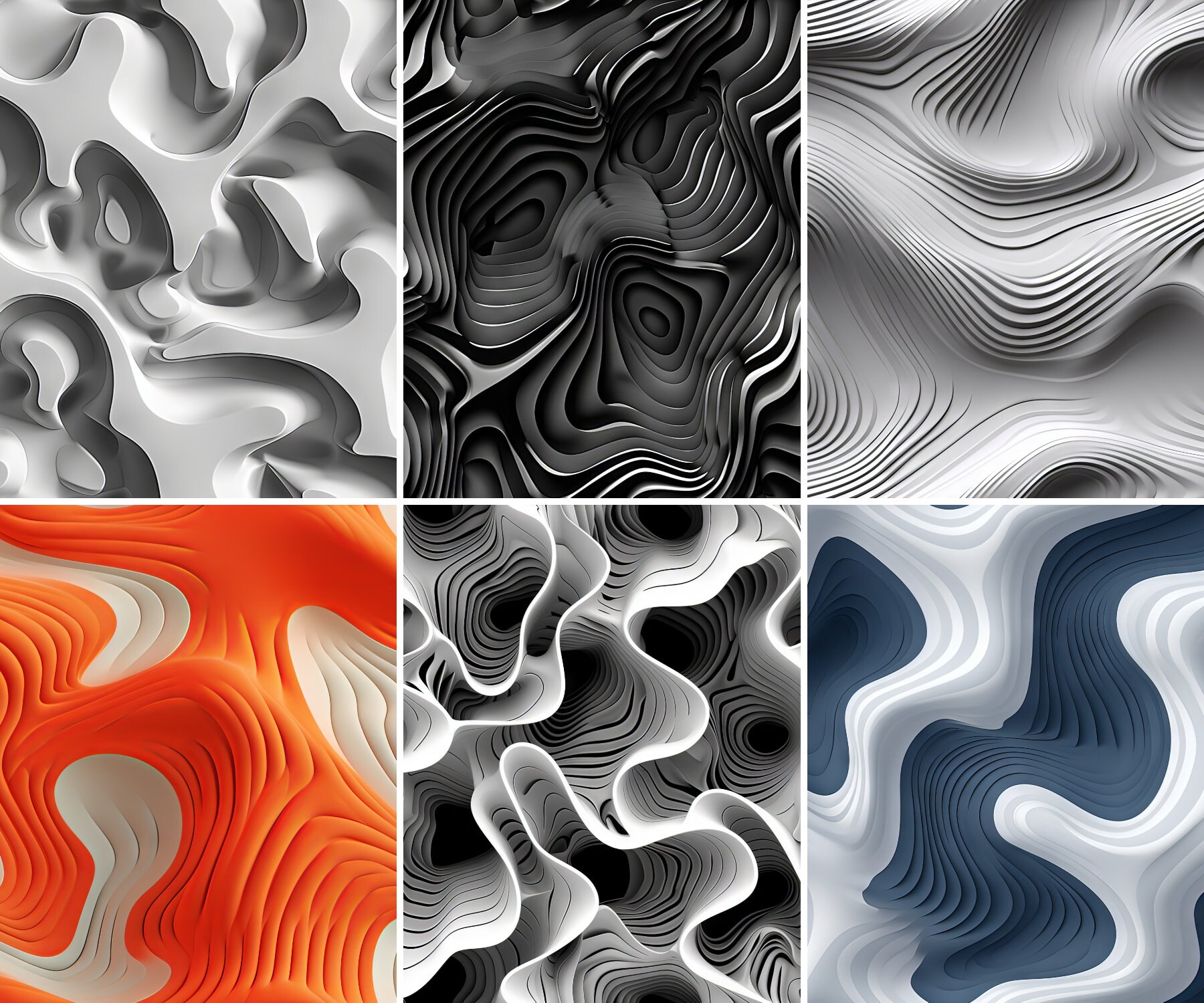 3D Contour Seamless Patterns – Digital Paper Backgrounds (12x12in ...