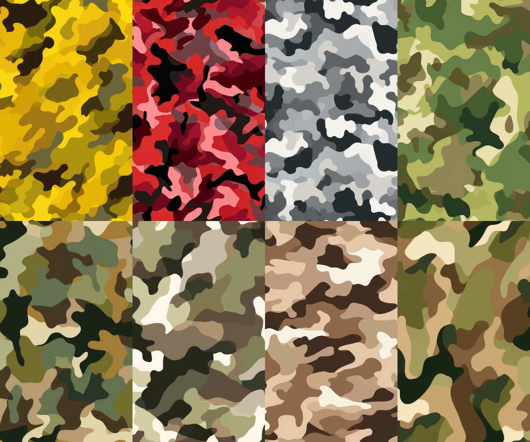 Camouflage Patterns in Various Colours. 32 Seamless Designs - Etsy