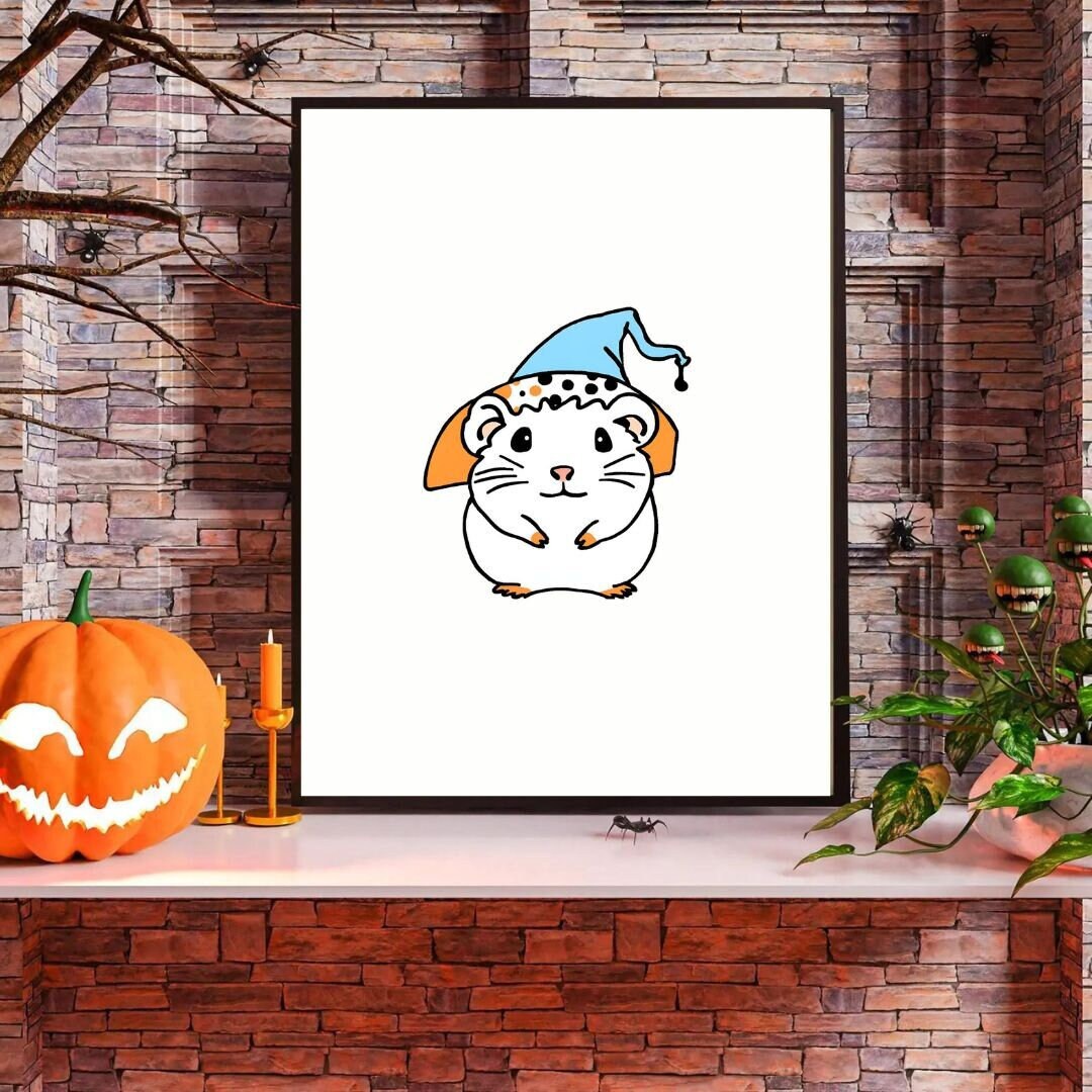 Autumn Guinea Pig Poster, Halloween Pet Wall Art, Spooky Hamster Wall ...