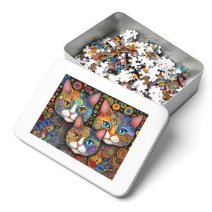 Colorful Cat Jigsaw Puzzle With Tin Fun for Cat Lovers, Family Game ...