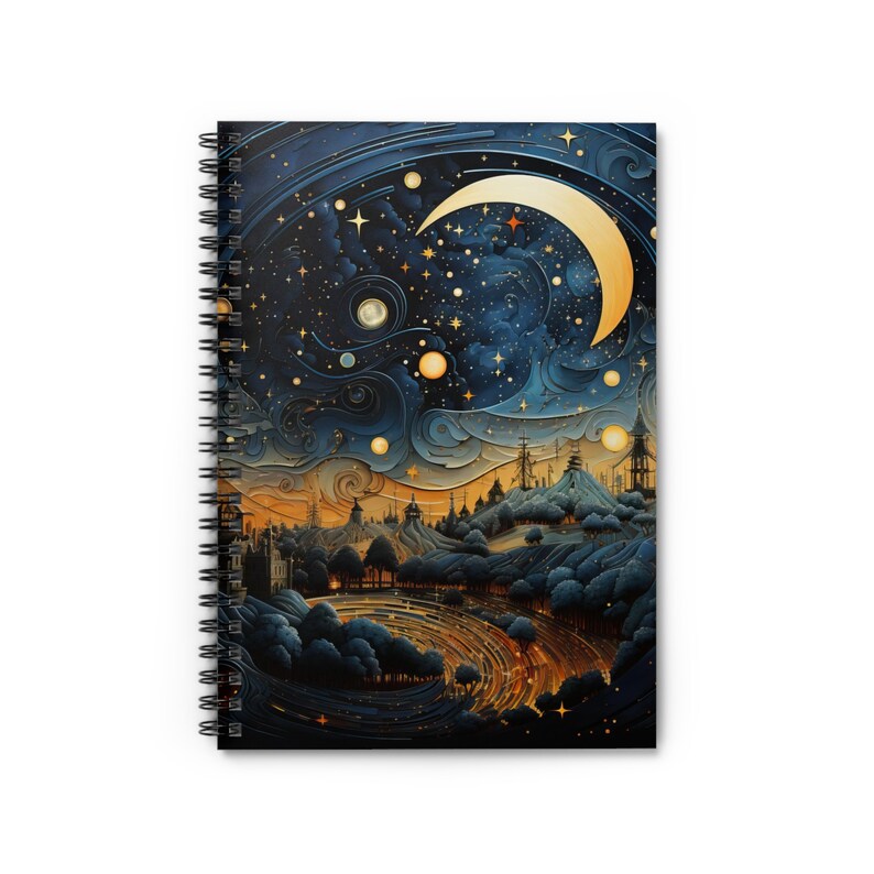 Moon Night Spiral Hardcover Notebook Ruled Line - Etsy