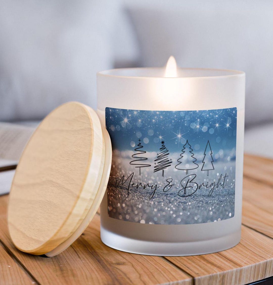 Merry & Bright Winter Trees Holiday Scented Candle | Frosted Glass 11oz ...