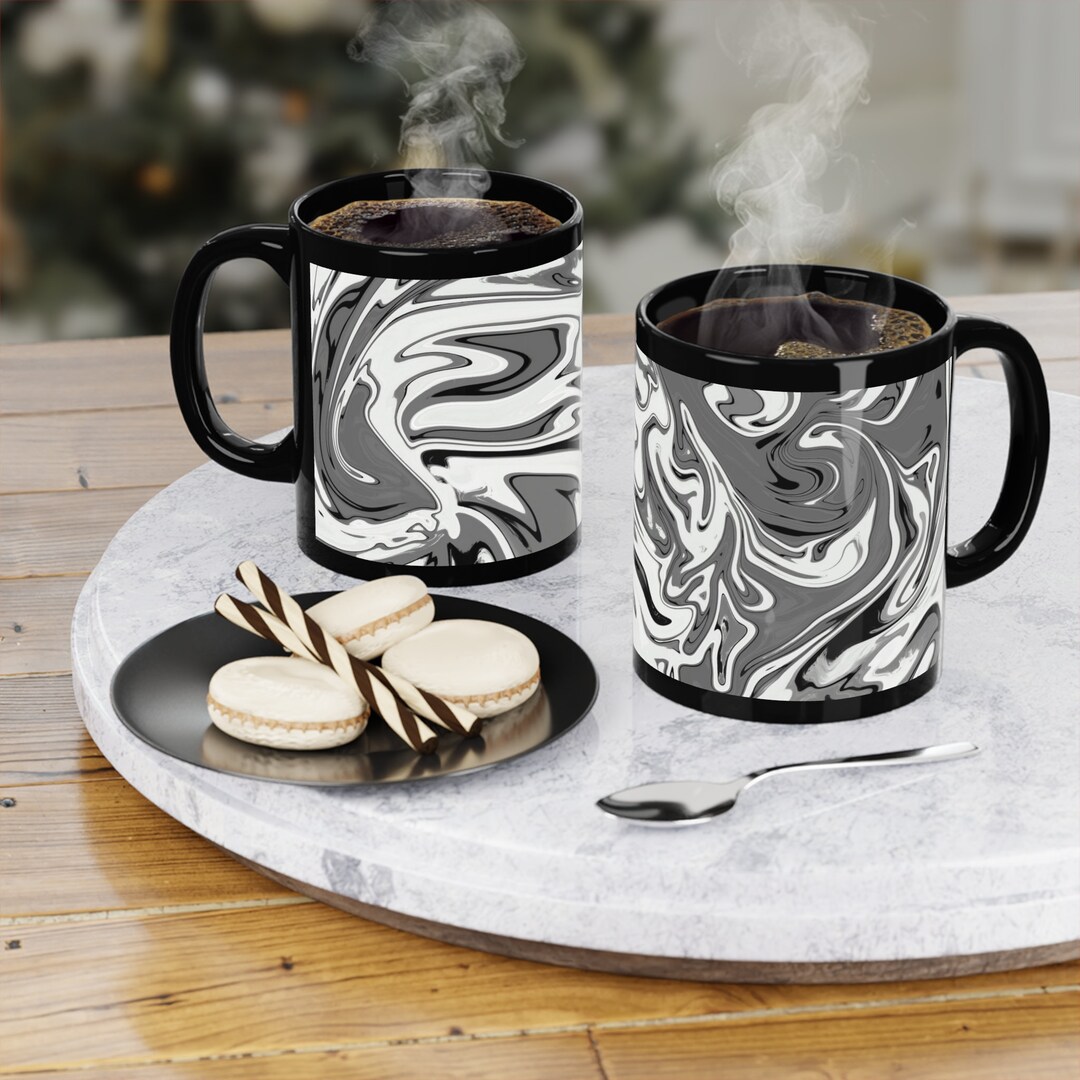 Black and Gray Marbelized Design Coffee Mug, 11oz.this Mug Will Liven ...