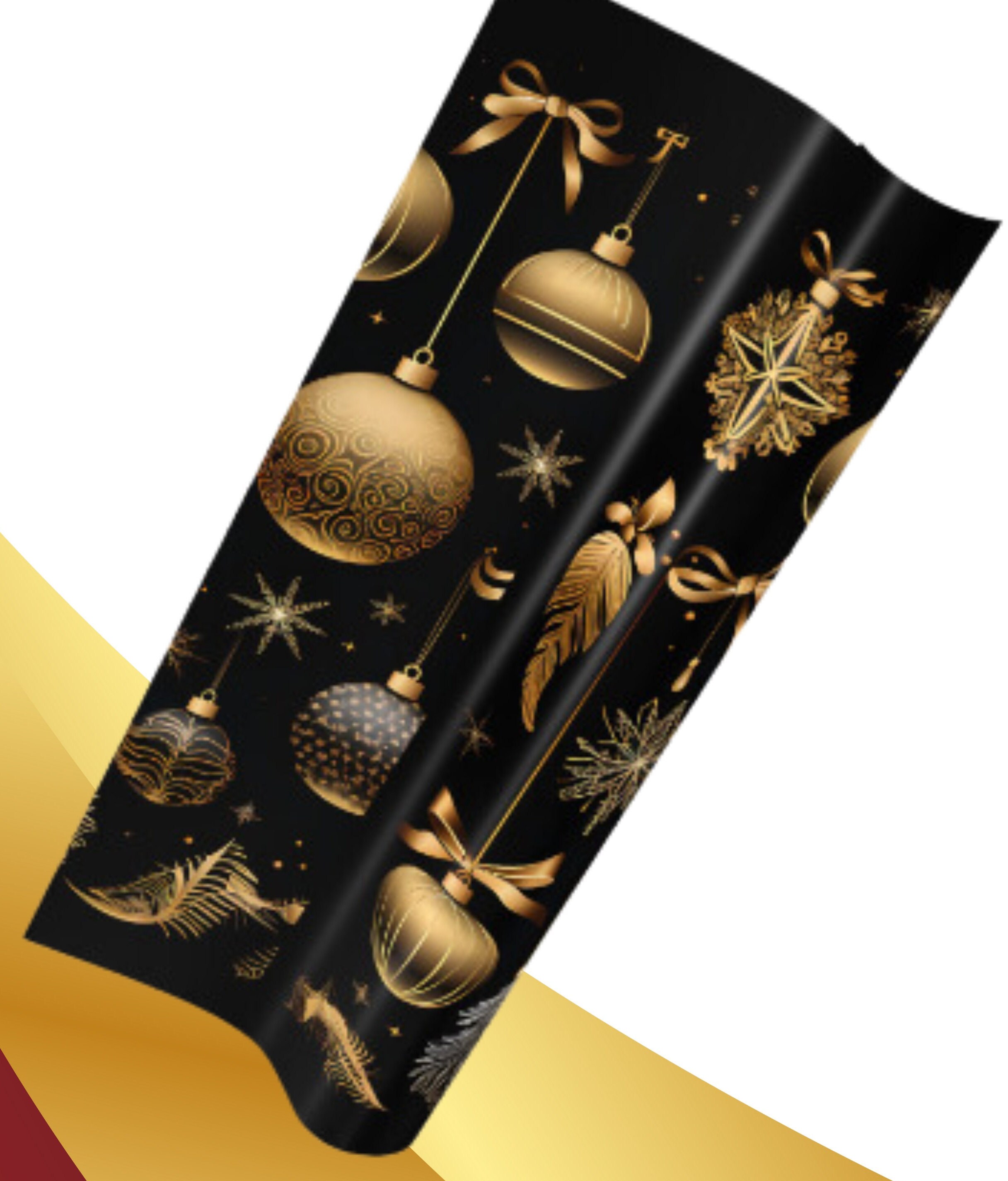 Gift Wrapping Paper, Metallic Gold and Black Ornament Wrapping Paper ...