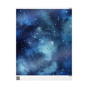 Blue Wrapping Paper, Celestial Sky Blue Gift Wrap, 30"x180", Matte or ...