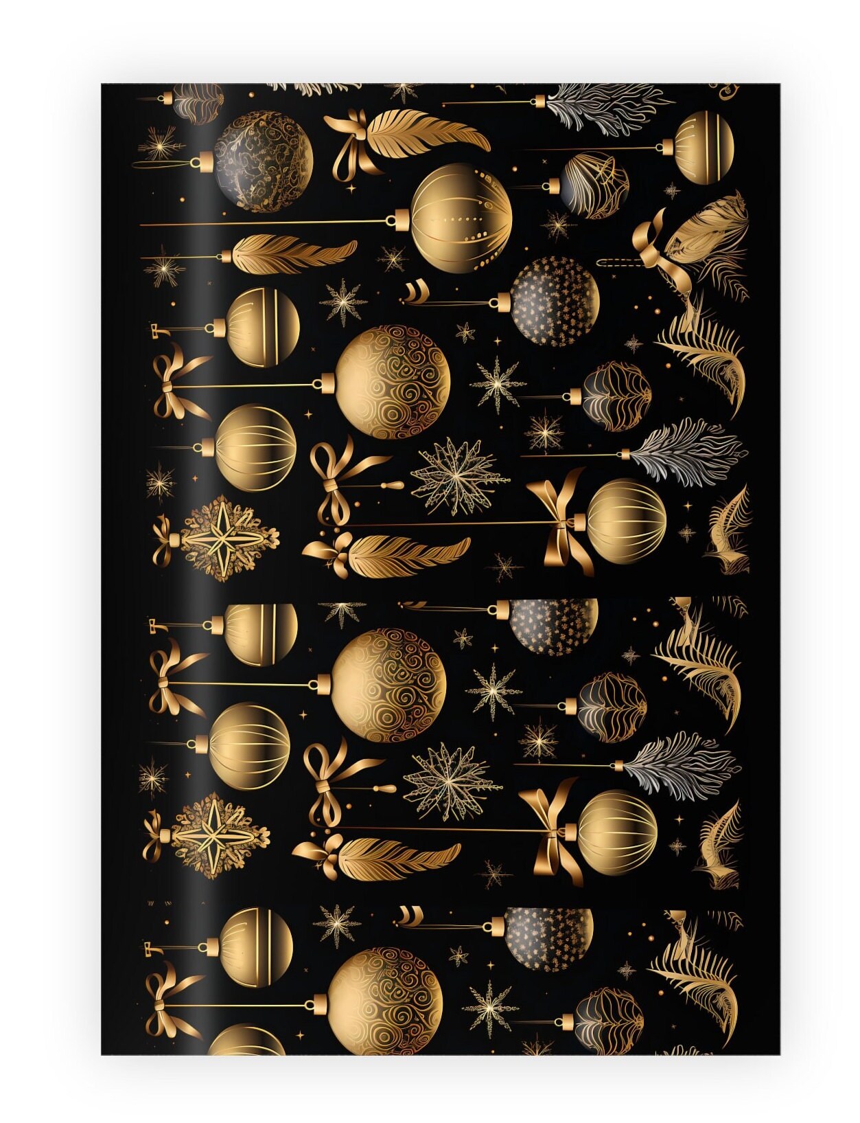 Gift Wrapping Paper, Metallic Gold and Black Ornament Wrapping Paper ...