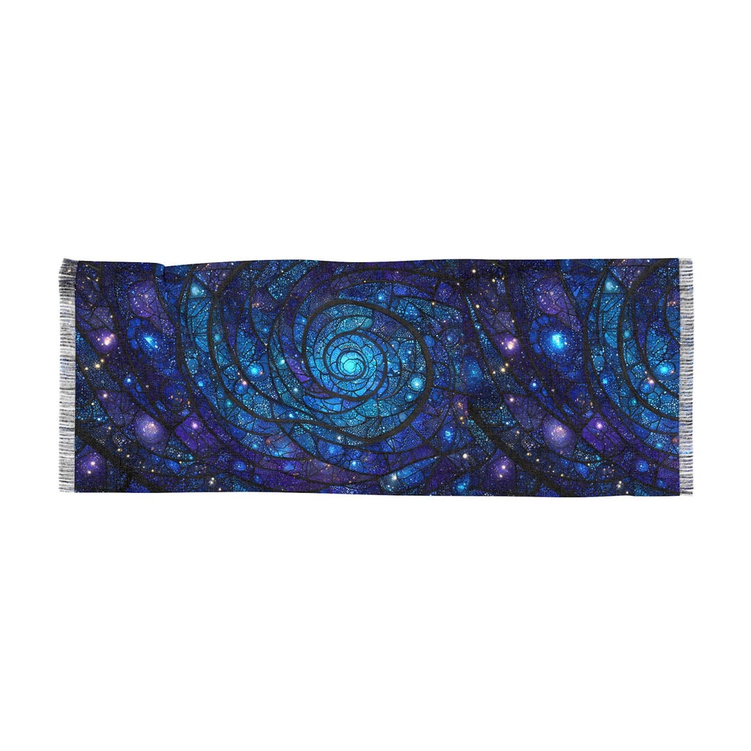 Blue Galaxy Spiral Light Scarf, Celestial Print Lightweight Wrap, Space ...