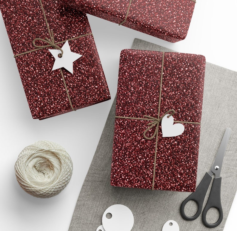 Gift Wrap Paper, Red Glitter Wrapping Paper Bling Paper for Gift ...