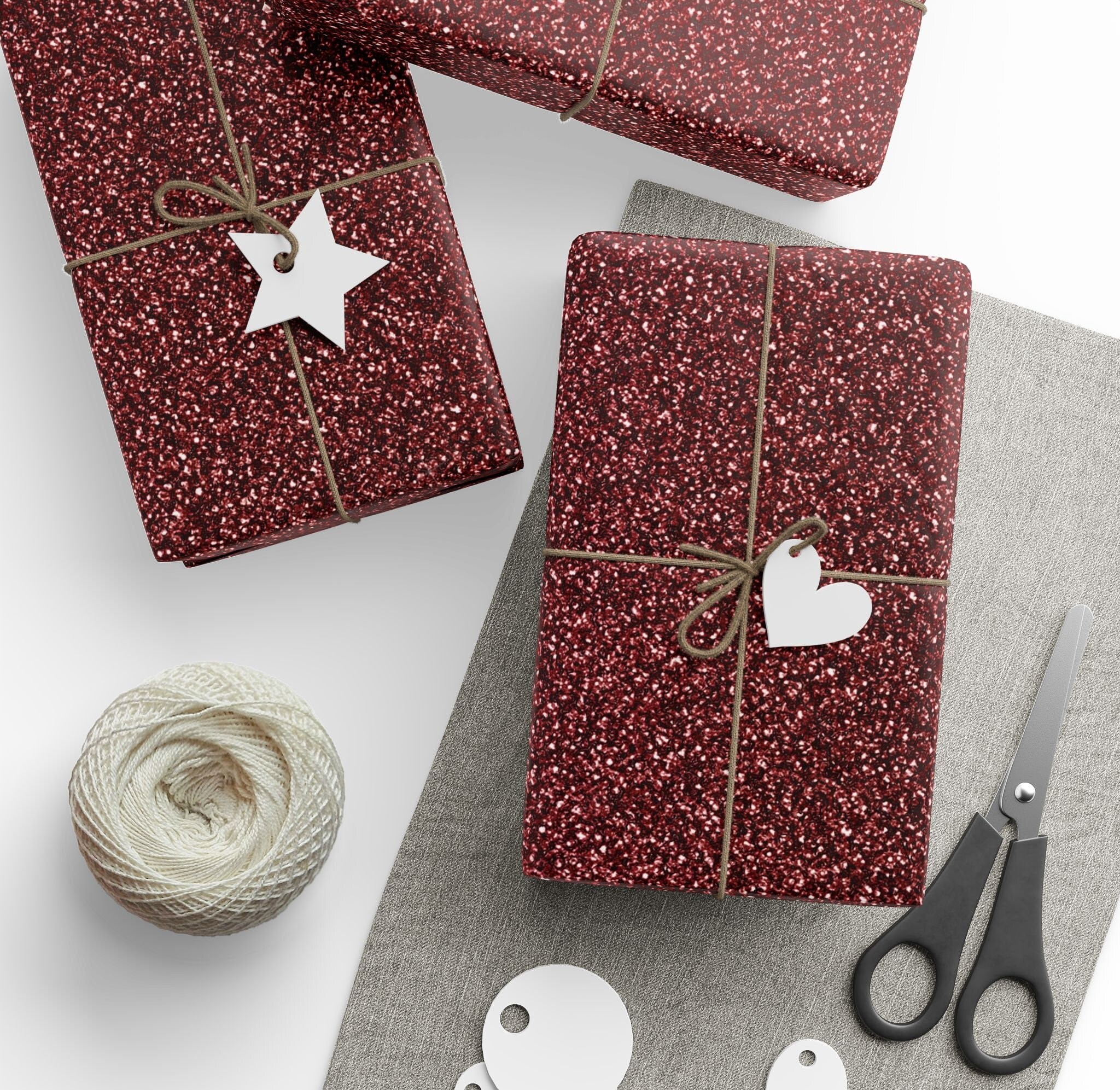 Gift Wrap Paper, Red Glitter Wrapping Paper Bling Paper for Gift ...