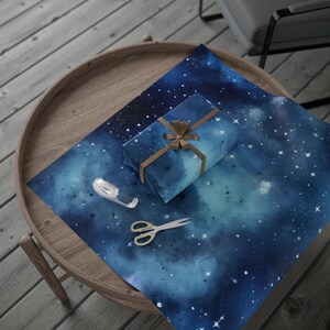 Blue Wrapping Paper, Celestial Sky Blue Gift Wrap, 30"x180", Matte or ...