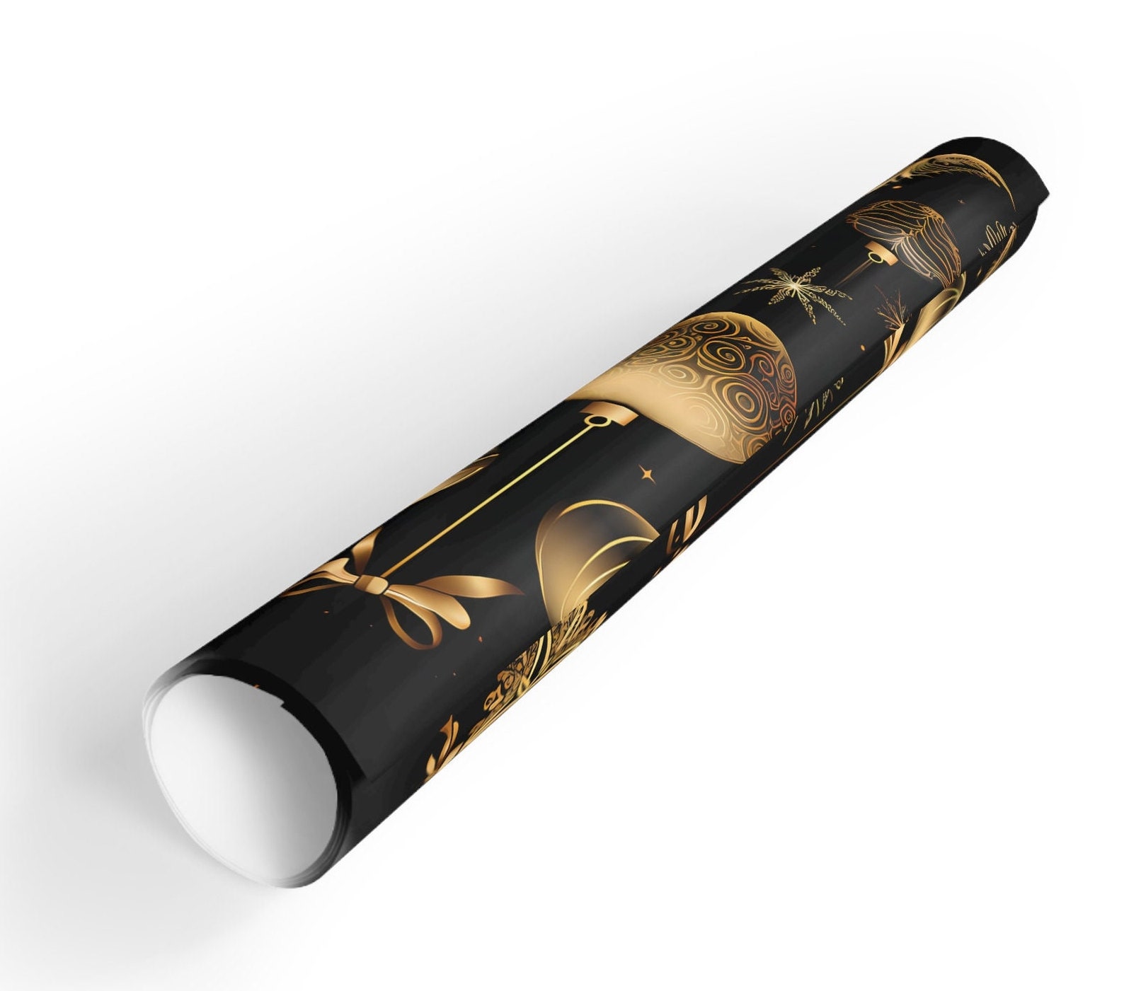 Gift Wrapping Paper, Metallic Gold and Black Ornament Wrapping Paper ...