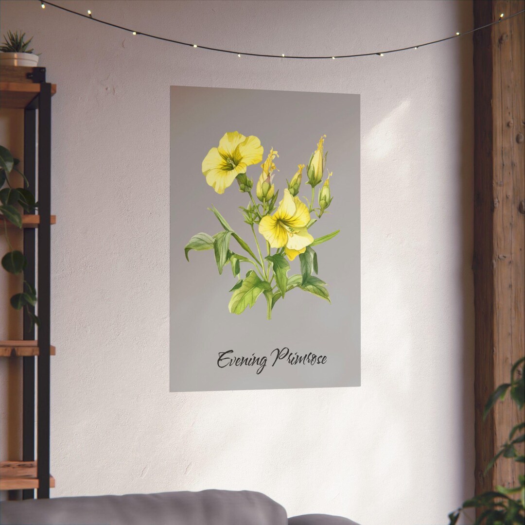 Botanical Evening Primrose Poster Floral Wall Art, Home Decor, Gift ...