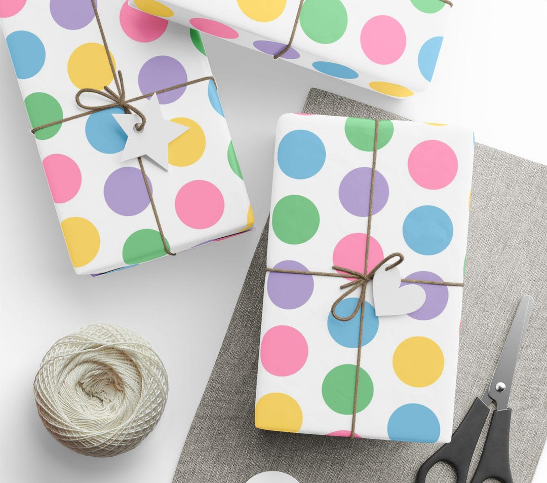 Colorful Polka Dot Wrapping Paper | Gift Wrap for Birthdays, Baby ...