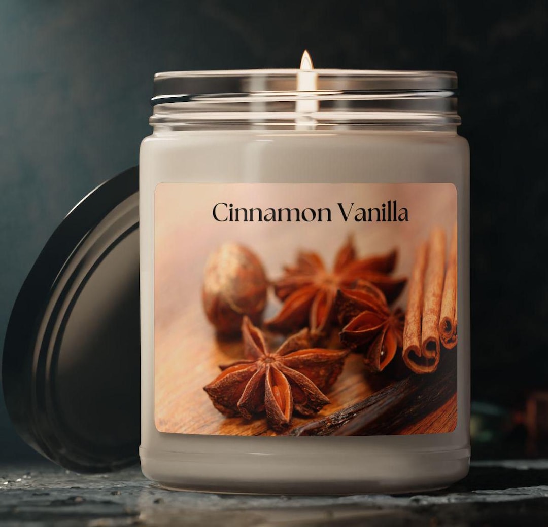 Cinnamon Vanilla Scented Candle, Cozy Home Fragrance, Relaxing Gift for ...