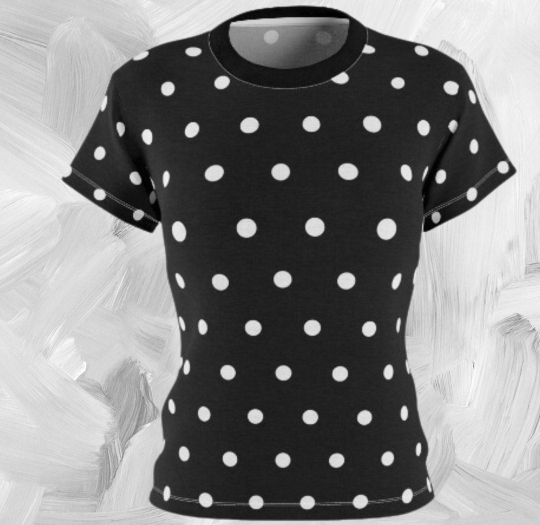 Women's White Polka Dot on Black Tee in Sizes S-2XL. A Classic Combo ...