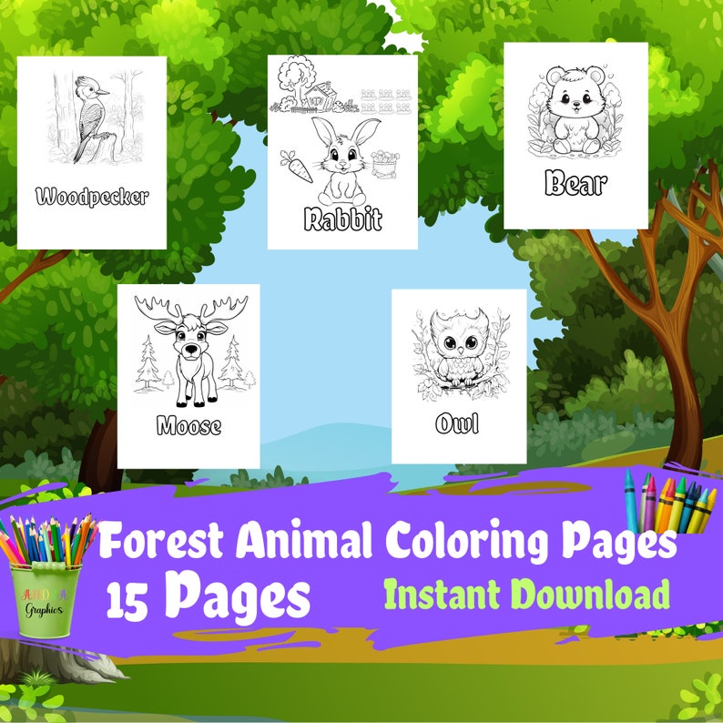 15 Forest Animals Coloring Pages, Woodland Animal Coloring Pages. - Etsy