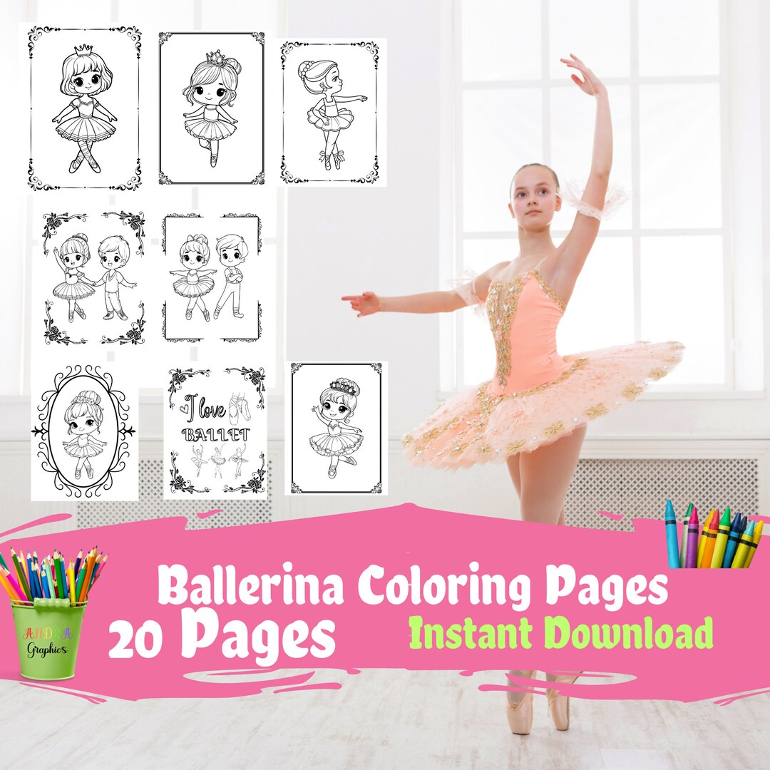 Ballerina Coloring Pages, 20 PAGES, Ballet Coloring Pages. - Etsy